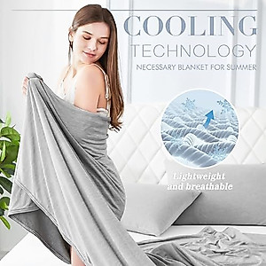 LUXEAR Cooling Blanket for Hot Sleepers Night Sweats Japanese Q-Max>0.4 Arc-Chill Cooling Fiber Keep Adults/Children Cool All Night Twin Size Cool Summer Blanket 59 X 79in -Gray