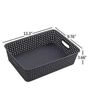 Asking 4-Pack Plastic Woven Paper Storage Basket, Gray