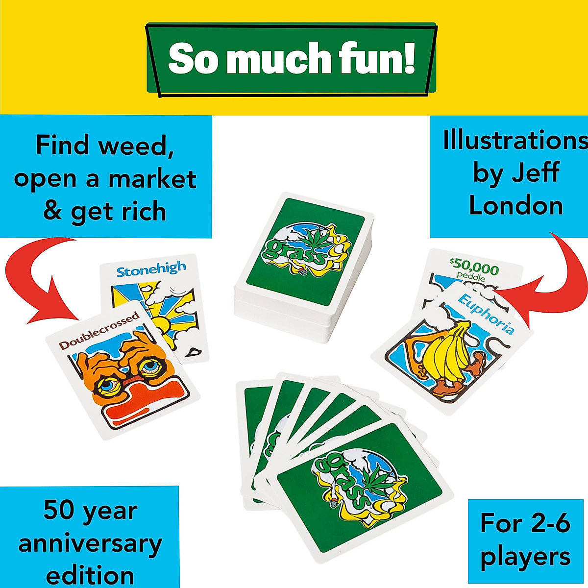 TDC Games Grass Card Game, Novelty Card Game for Adults, Fast Paced Card Game for 2-6 Players, Hilariously Fun Game to Play with Friends, Card Game for Game Night