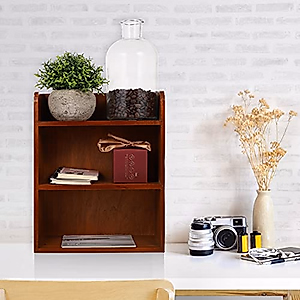 VOSAREA Floating Shelf Rack Wooden Figurine Shadow Box Drawer Organizer for Wall Mount Counter Top Cabinet Wood Color