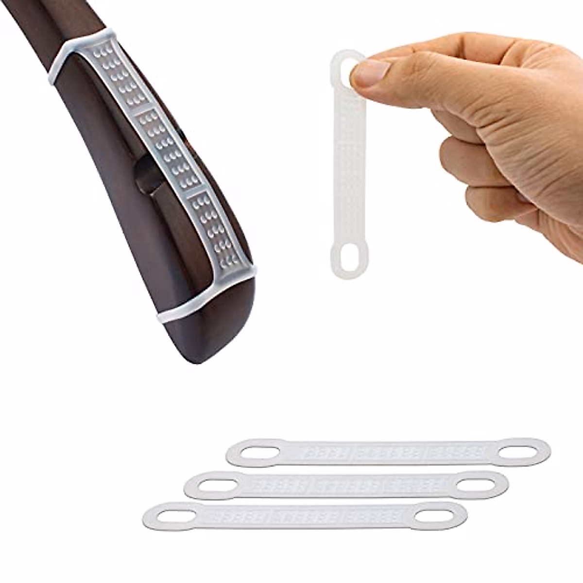 AMIFF Non Slip Rubber Hanger Grips 3.74" x 0.45", Pack of 200 Clear Grip Strips for Plastic and Wooden Hangers, Soft Silicone Hangers Grips, Clothing Hanger Strips for Store and Home Organization