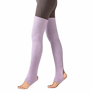 CHUNG Women's Over Knee Thigh High Warm Leg Warmers Stirrup Thermal 80s Long Socks Yoga Ballet Dance-Lavender