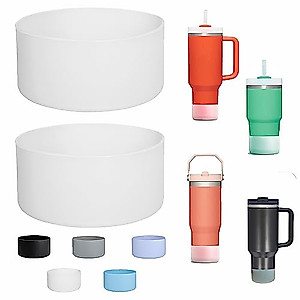 2Pcs Boot Sleeve for Stanley Cup, Silicone bottom sleeve for Stanley 40 oz 30 oz Tumbler 20 oz, Protective Sleeve Bottom Cover for Stanley Cup Accessories (Clear)