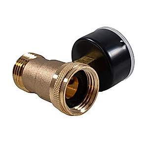 Camco 40070 Brass Water Pressure Gauge - Allows for Easy Monitoring of Your RV or Boat's Water Pressure - Easily Attaches to ¾-inch Garden Hose Threads - 0-100 PSI