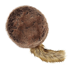 surell - Coonskin Davy Crockett Hat - Plush Soft Faux Fur Crown - Daniel Boone Outdoorsman Adventure Cap - Cabin Décor Raccoon Tail Hat (Brown)