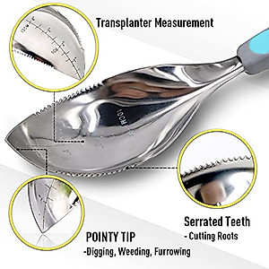 Jardineer Multi-Use Soil Scoops, Stainless Steel Garden Trowel, All-in-One Cultivator, Weeder, Transplanter (Blue)