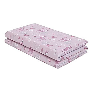Everything Kids Fox, Deer, Bunny, Forest Pink, Grey and White Preschool Nap Pad Sheet