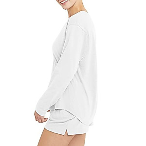 Hanes Originals Tri-Blend Long-Sleeve T-Shirt, Crewneck Tee for Women, Relaxed Fit, ECO White, Large