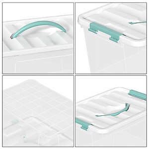 Parlynies 14 Qt Stackable Plastic Storage Bins with White Lids, Clear Latching Storage Organizer Box, 8 Packs