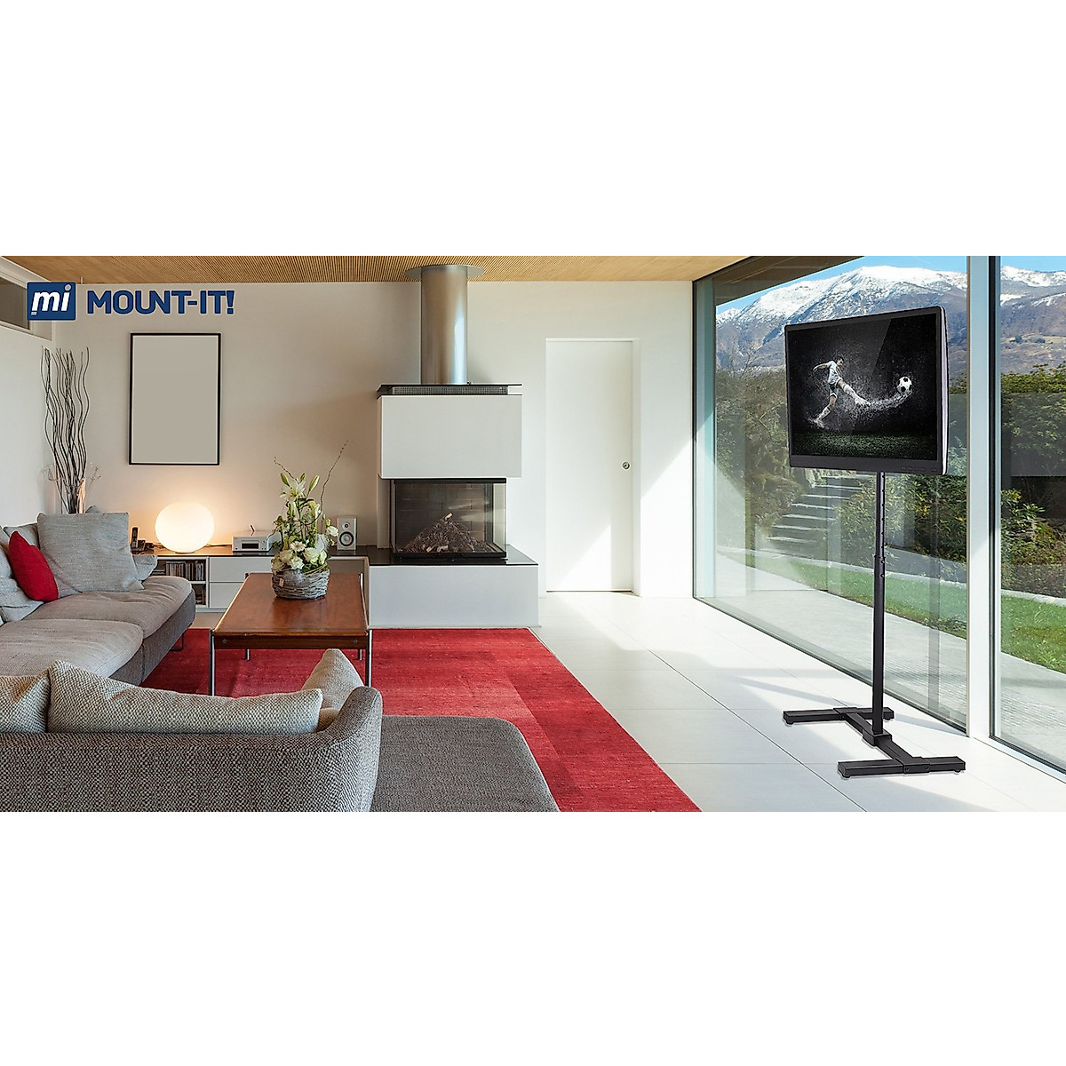 Mount-It! Portable TV Floor Stand | Universal Pedestal for 13-42 Inch TVs and Monitors | Height Adjustable 29.5-52 Inches | VESA up to 200x200 mm | Lightweight Indoor & Outdoor TV Mount with Tilt