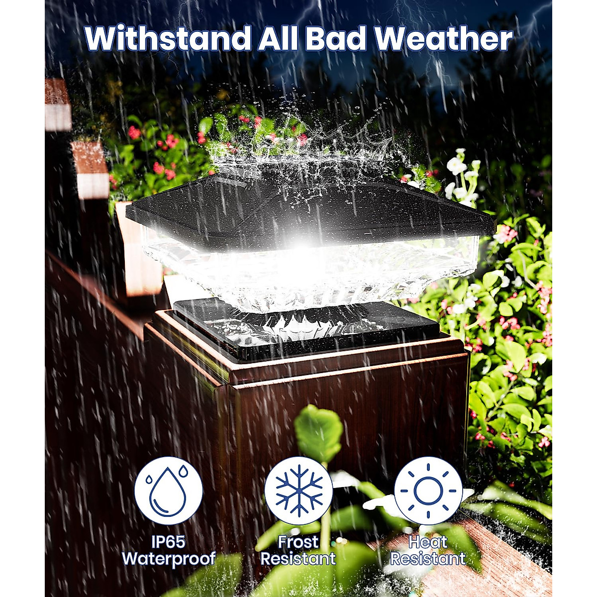 6 Pack Solar Post Cap Lights,[NOT Hollow Post],Bright White Solar Post Lights Outdoor Waterproof Fence Post Cap Lights, Outside Post Lights Solar Powered Deck Lights for 4x4 5x5 6x6 Wood Posts