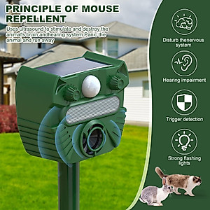Solar Ultrasonic Animal Repeller, Cat Repellent Outdoor, Dog, Squirrel, Raccoon, Skunk, Rabbit, Fox, Deer, Bird etc.Motion Detection, LED Flashing Light HQ1