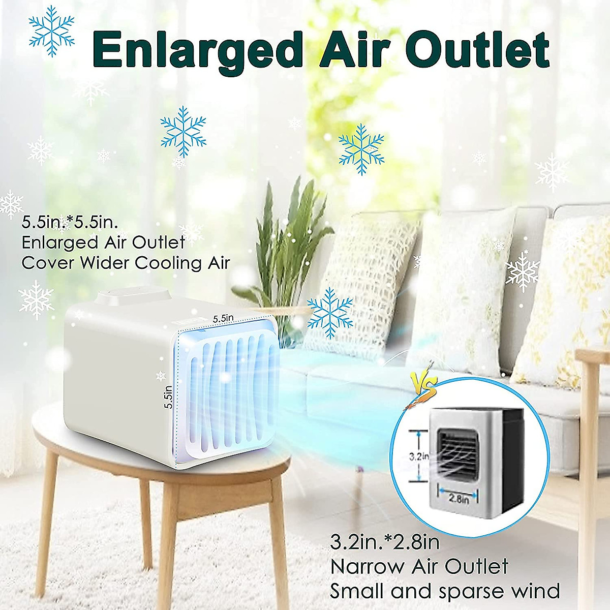 TKLake Portable Air Conditioner, 4 In 1 Portable AC Air Conditioners, Mini Air Cooler Fans with USB & LED, Personal Air Conditioner for Home/Office/Dorm/Outdoor