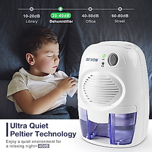 SEAVON Electric Dehumidifiers for Home, 2200 Cubic Feet (205 sq ft) Portable and Compact 16 oz Capacity Quiet Dehumidifiers for Basements, Bedroom, Bathroom, RV, Laundry Room, Closet, Auto Shut Off