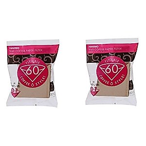 Hario 01 Coffee Natural Paper Filters, 2-Pack Set 100 Filters per Pack (Total of 200 Filters) (Japan Import)