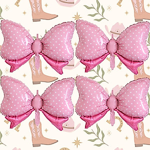 8Pcs Western Themed Party Balloons Cowgirl Boots Balloons Pink Bows Balloons for Western Themed Boots or Bows Gender Reveal Birthday Baby Shower Party Decorations Supplies
