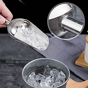Stainless Steel Ice Scoop, 3 Ounces Round Bottom Bar Ice Flour Utility Scoop 9.6 Inch Metal Food Scoop Small Metal Food Candy Scoop for Kitchen Bar Party Wedding for Ice Cubes Beans Dog Food