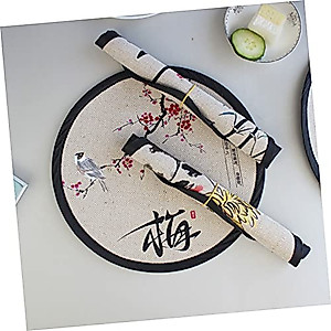 Didiseaon Jute Mat Round Placemats Photo Coasters Desk Mat for Desktop 2pcs Decorative Coasters Wedding Party Placemats Fashions Placemats Home Placemats Round Design Coasters Table Decor