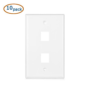 Cable Matters 10-Pack Low Profile 2-Port Keystone Jack Wall Plate, RJ45 Wall Plate for Keystone Jacks in White