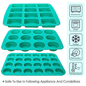 Webake Silicone Baking Pans Set of 3, Silicone Bakeware Silicone Muffin Pan, Mini Cupcake Pan, Mini Brownie Pan, Silicone Molds Cake Baking Tray Combo Set