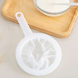 MEETOOT White Fine Nylon Food Yogurt Mesh Sieve Scoop Filter for Nut Milk Coffee Tea
