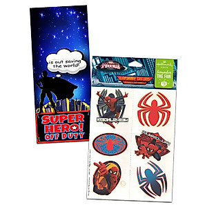 Spiderman Backpack for Kids - Bundle with Spiderman 15 Inch Backpack Plus Temporary Tattoos and More (Boys School Supplies Set)