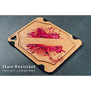 Cutting Board for Kitchen Dishwasher Safe, Toptier, Wood, Fiber , Eco-Friendly, Non-Slip, Juice Grooves, Non-Porous, BPA Free, Small, Silicone, 11.5 x 9.25-inch, Natural Slate