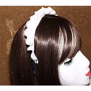 MAYSONG Women's Maid Cosplay Hair Hoop Gothic Headband white