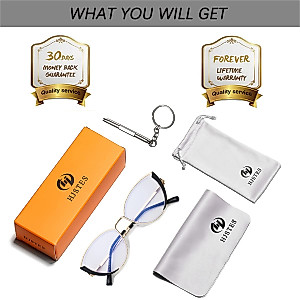 HJSTES Blue Light Blocking Glasses Women Trendy Cat Eye Metal Frame Computer Reading Eyewear(Black)