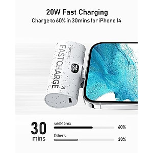 VEEKTOMX Small Portable Charger for iPhone, Fast Charging Power Bank Mini 5000mAh Battery Pack Compatible with iPhone 14/14 plus/14 Pro Max/13/13Pro Max/12/12Mini/11/XR/XS/X/8/,Travel Essentials