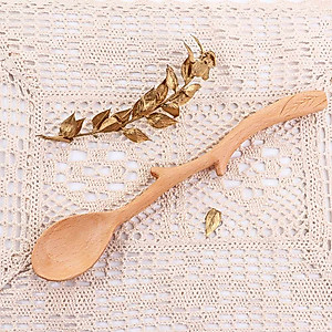 3Pcs Wooden Twig Spoons,Long Handle Soup Spoon Natural Wood Coffee Scoop, Creative Branch Shape Ladle Spoon for Soup Cooking Mixing Stirrering