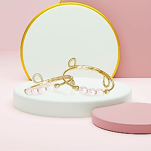 Pink Pearl Spinner Fidget Ring, Sterling Silver 14K Gold-Filled Open Wire Band, Helps Relieve Stress Anxiety Worry, Adjustable Ring, Jewelry Inspirations