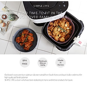 Premium Air Fryer Silicone Pot Liner | EXTRA STRONG | Food Safe Air fryers Oven Accessories | Replacement of Flammable Parchment Paper | No More Cleaning Basket After Using Airfryer (5.3QT & up)