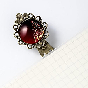 Red Christmas Tree Star Vintage Bookmark Gift Box Set for Students Teachers School Library Page Holder with Crystal Glass