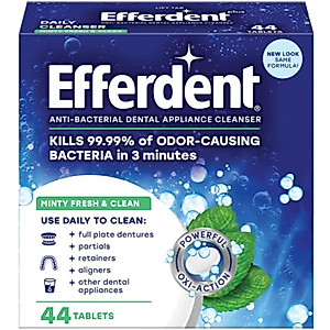 Efferdent Cleaning Tablets for Dentures, Partials, Retainers, Aligners, and Other Denture Applianes, Minty Fresh & Clean, 44 Count in Each (Pack of 12)