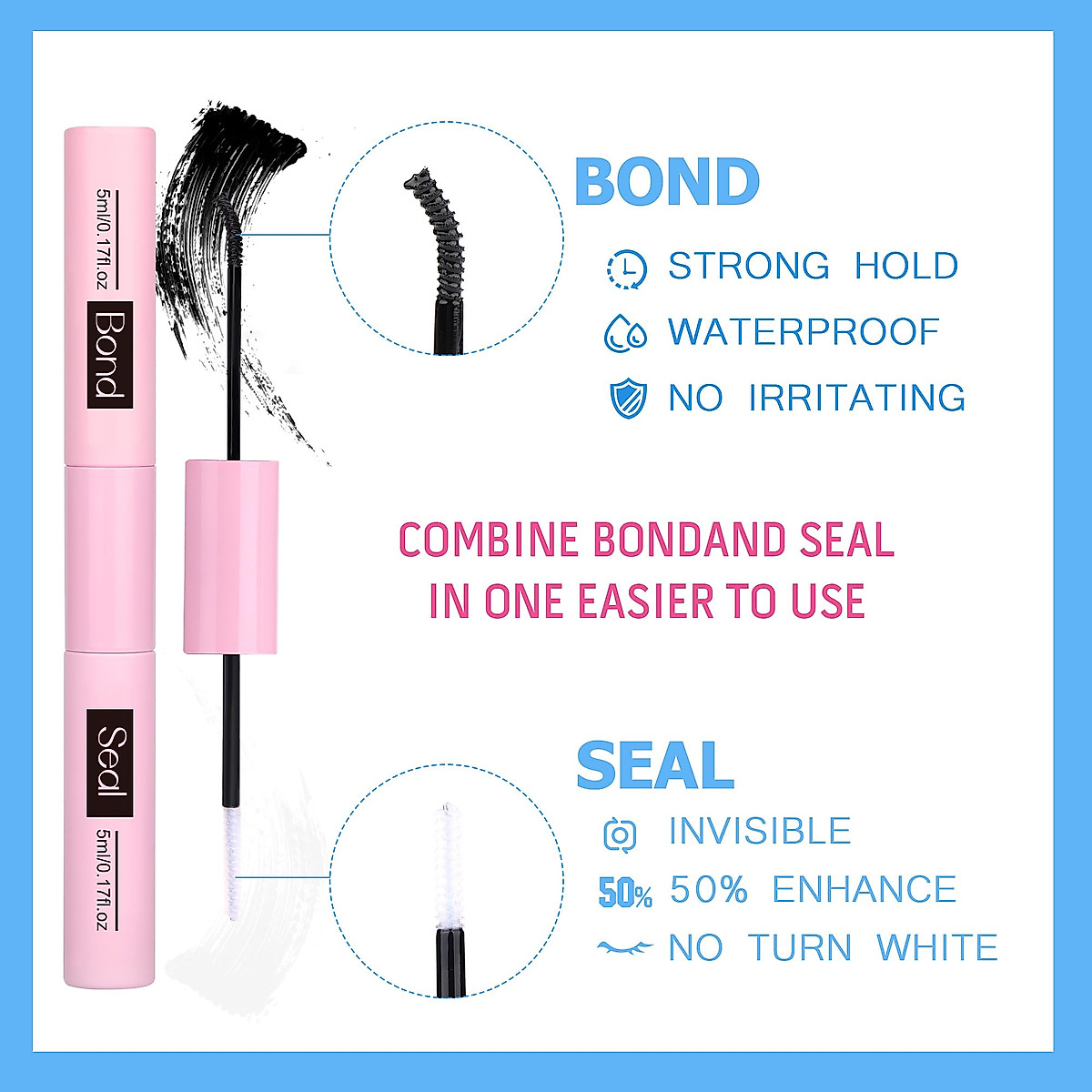 DIY Lashes Extension Kit 50P Eyelash Extension Kit Individual Lash Clusters Kit with Bond and Seal Glue Waterproof and Tweezers for Self Application at Home (240Pcs-0.07D-8-16MM)