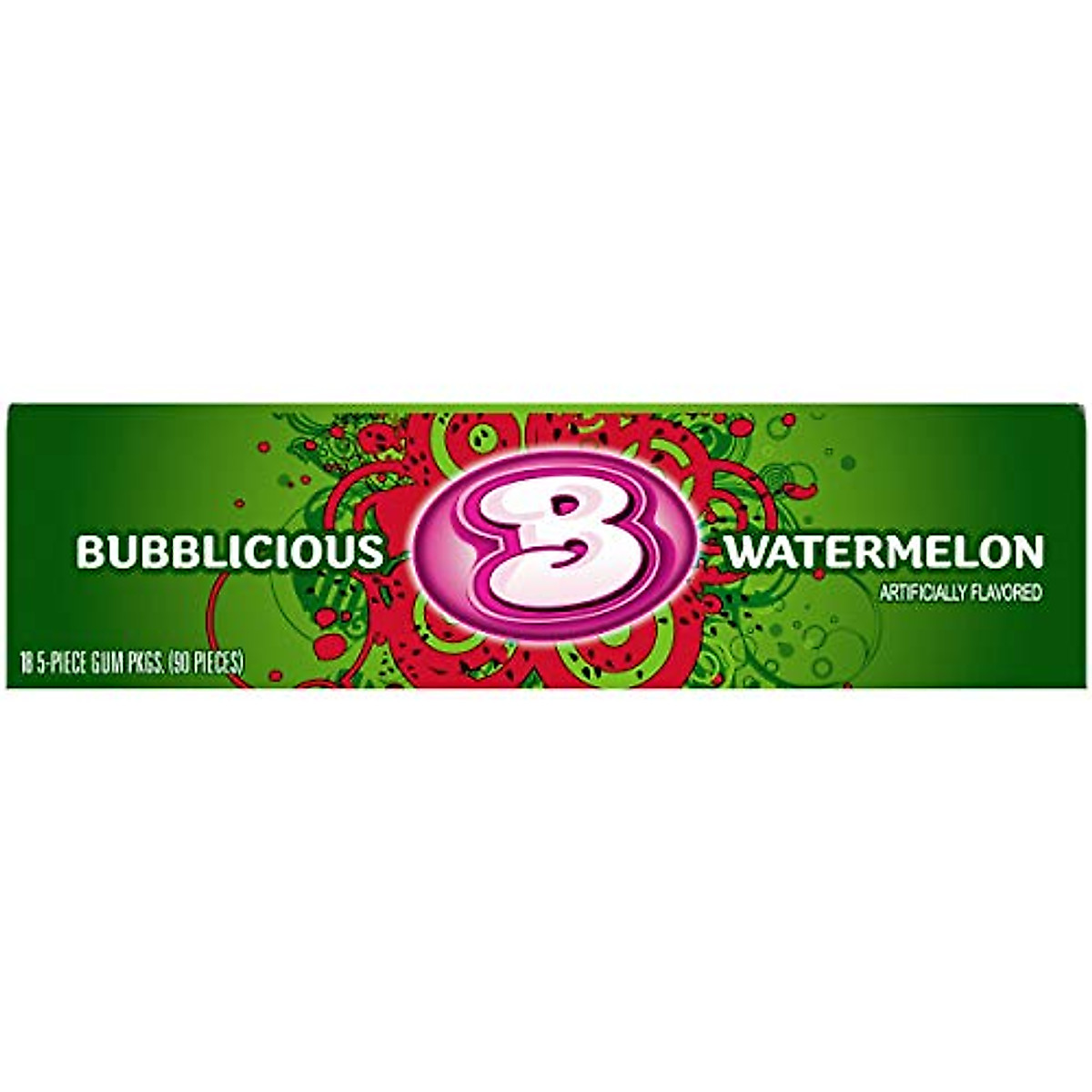 Bubblicious Watermelon Gum, 18 Packs of 5 Pieces (90 Total Pieces)