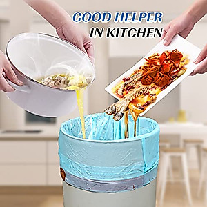 JOYEUX 4 Gallon Small Trash Bags, No-Tearing Drawstring Garbage Bags for Bathroom Kitchen, Febreze Beachside Breeze, 60 Count