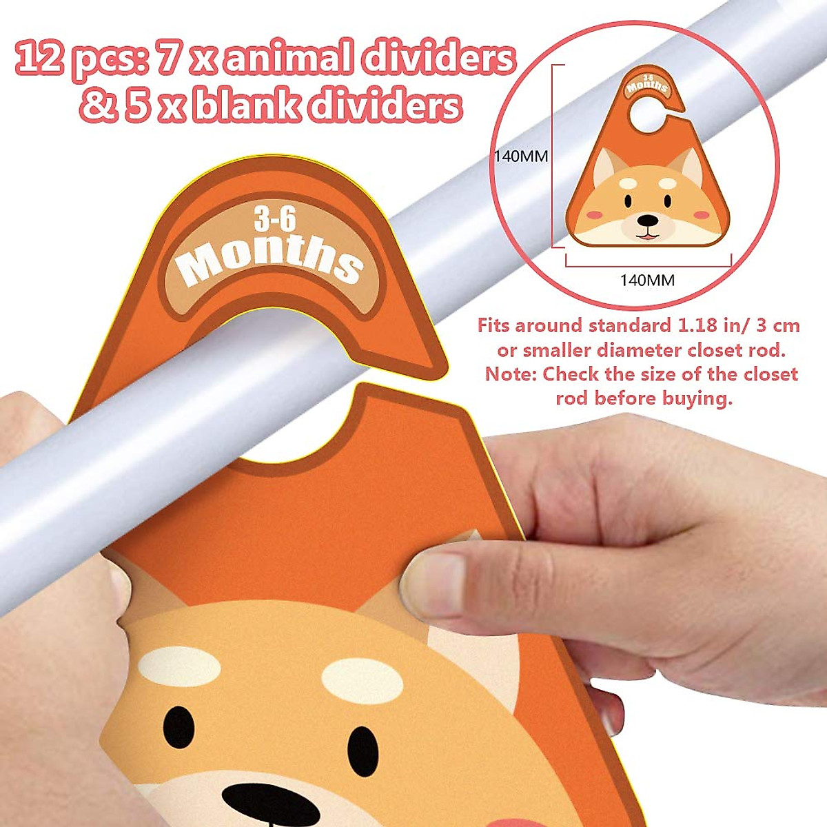 MEEGEEM Kimuise 12 pcs Baby Nursery Clothes Closet Organizer Dividers, Double Side Designed, Kid Clothing Rack Size Hangers,No-Slip,Newborn to 24 Months