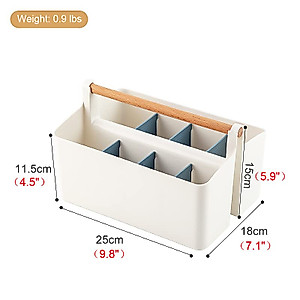 Vidifor 2 pcs Large Portable Caddy Tote with Handle, DIY Divided Basket, Desk and Dorm Caddy for Art Supplies, Makeup, Office Storage Supplies (Pink/Blue Dividers)