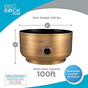 BIRDROCK HOME Decorative Footed Garden Water Hose Holder Pot with Lid - 100ft Hose Storage Steel, Hidden Garden Hose Keeper w/Drain Holes, Hose Hider for Indoor Outdoor Patio Yard - Oil Rubbed Bronze