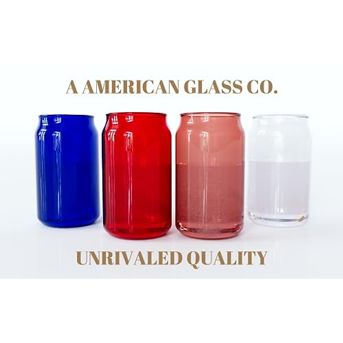American Glass Co [4 Piece Set] - Artisan Drinking Glasses | 16oz Beer Can Glass Cups - The Perfect Cocktail Glass | Multicolored Water Glasses | Kitchen Glassware (Sapphire Blue)