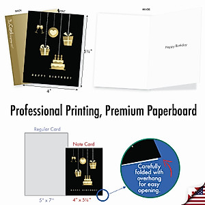 The Best Card Company - 10 Birthday Note Cards Boxed (4 x 5.12 Inch) - Celebration Candles and Cake, Notecards Assorted (Not Gold Foil) - Elegant Event AM6723BDG-B1x10