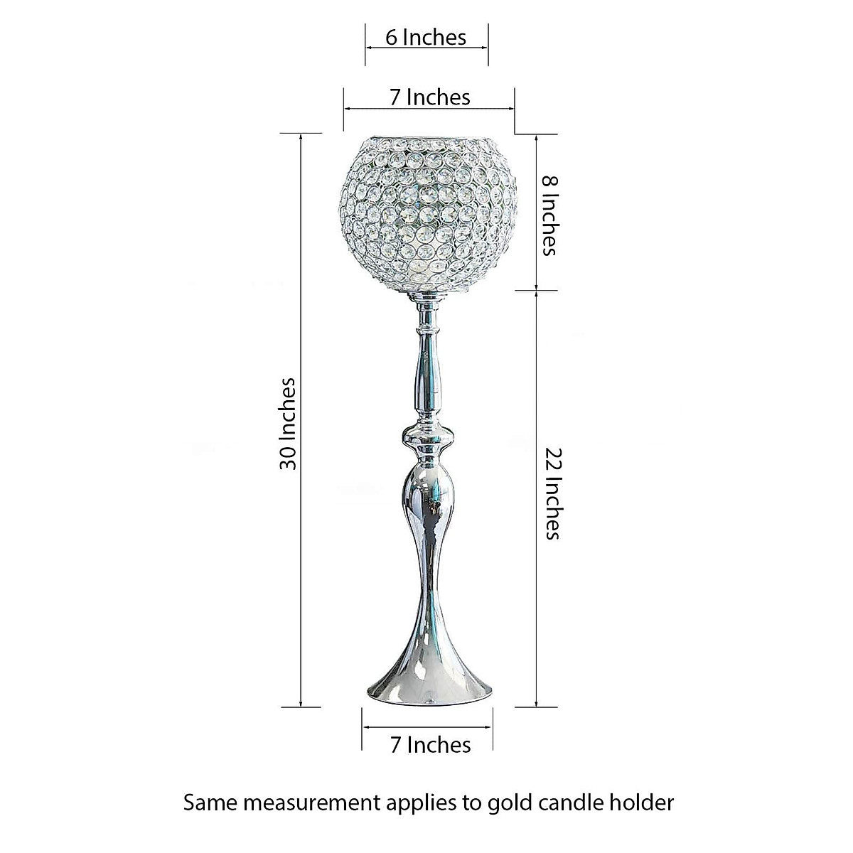 Tableclothsfactory 30" Silver Acrylic Crystal Goblet Candle Holder Flower Ball Centerpiece for Wedding Events Decoration