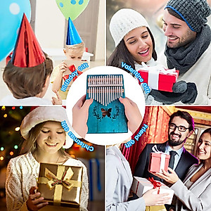 ELE ELEOPTION Kalimba 17 Keys Thumb Piano with Mahogany body builts-in Storage Canvas Bag, Tuning Hammer and Study Instruction 9 pieces-Professional Gift for Music Lovers Kids Beginners - Butterfly