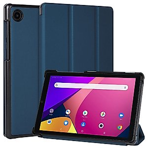 DMLuna Slim Tri-Fold Stand Hard Back Shell Premium PU Leather Cover for TCL Tab 8 SE, 8 Plus & 8 2024, Navy Blue