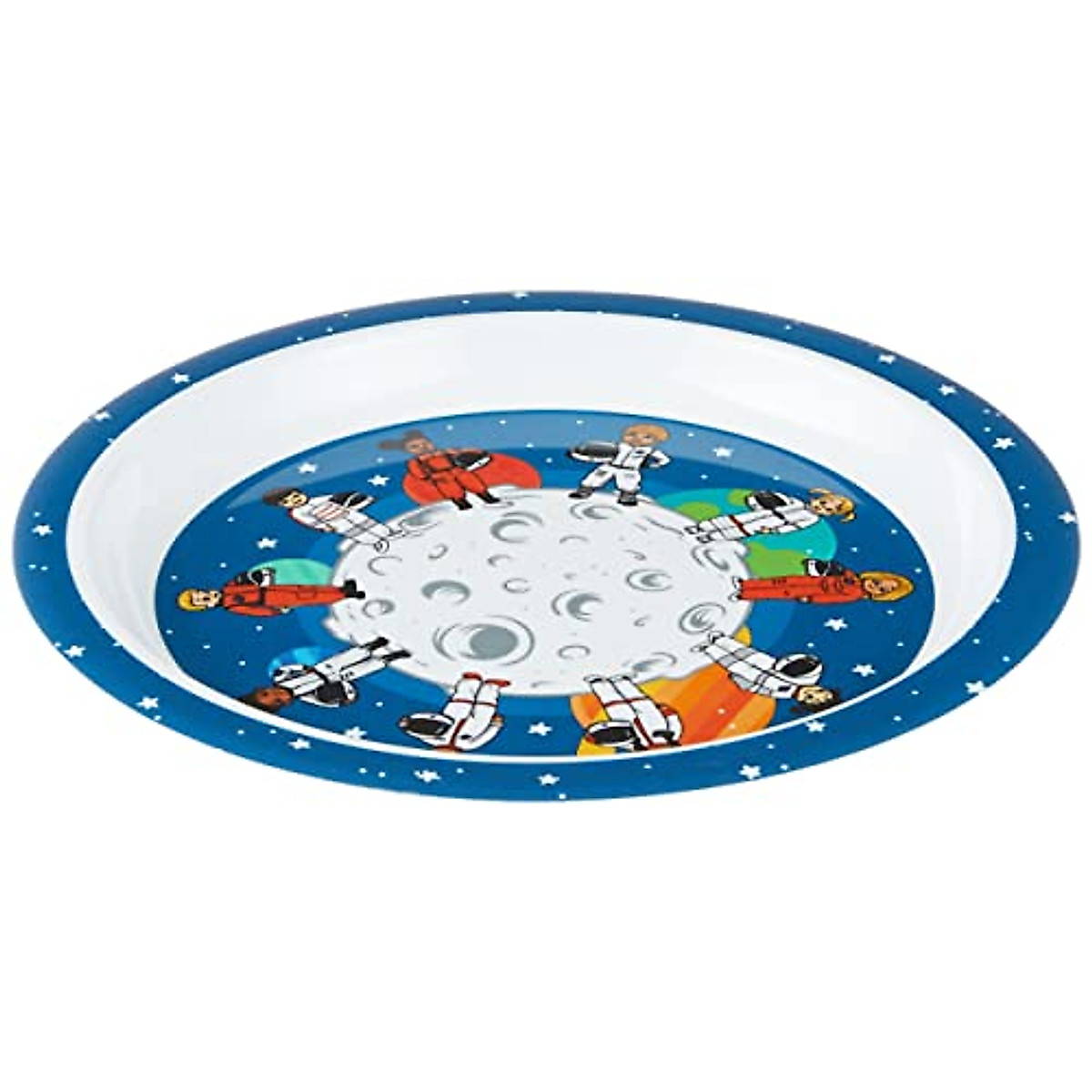 Colorfull Plates 3 Piece Kids Dinnerware Set, Space Themed, BPA-Free Melamine, Multicolor, Toddler Feeding Set