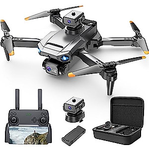 Foldable FPV Drone With Electrionic Regulation Dual 1080P WiFi Camera, Gesture Control RC Quadcopter For Adults, Boys, Gravity Sensor (Black)