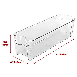 Glad Plastic Refrigerator Organizer Bin – Clear Stackable Fridge/Freezer Storage Container, 14.5” x 4.2” x 4”