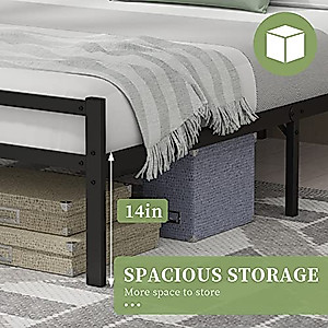 Musen Twin Bed Frame, 14 Inch Platform with Storage, Heavy Duty Steel Metal Bed Frame No Box Spring Needed, Noise Free, Anti-Slip, Easy Assembly (Max Load: 800lb)
